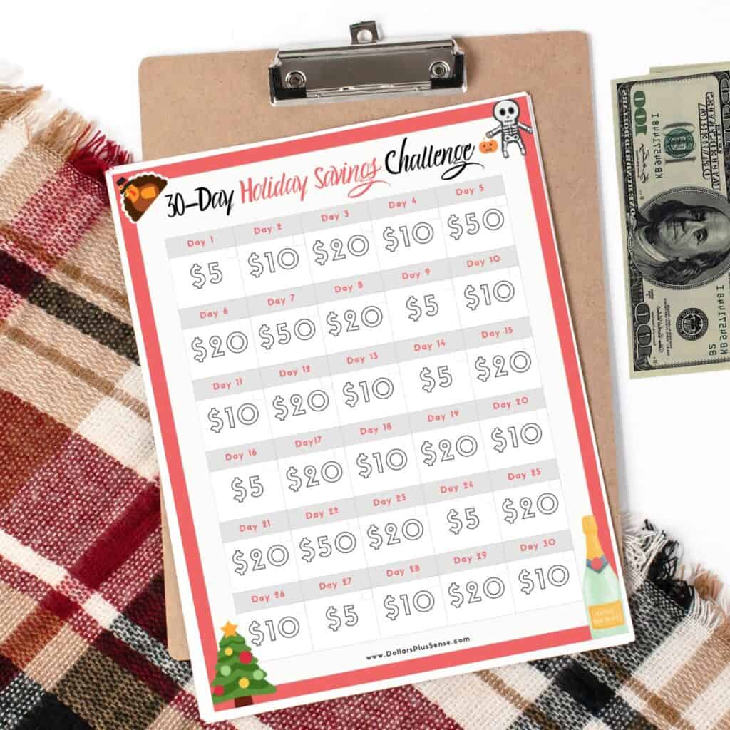 30-Day Holiday Savings Challenge - DOLLARS PLUS SENSE